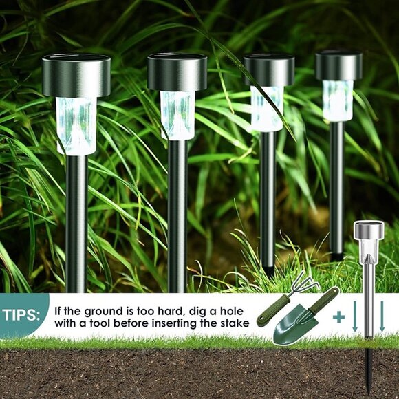 Accents | New Solar Lights Outdoor Waterproof 12 Pack Stainless Steel ...
